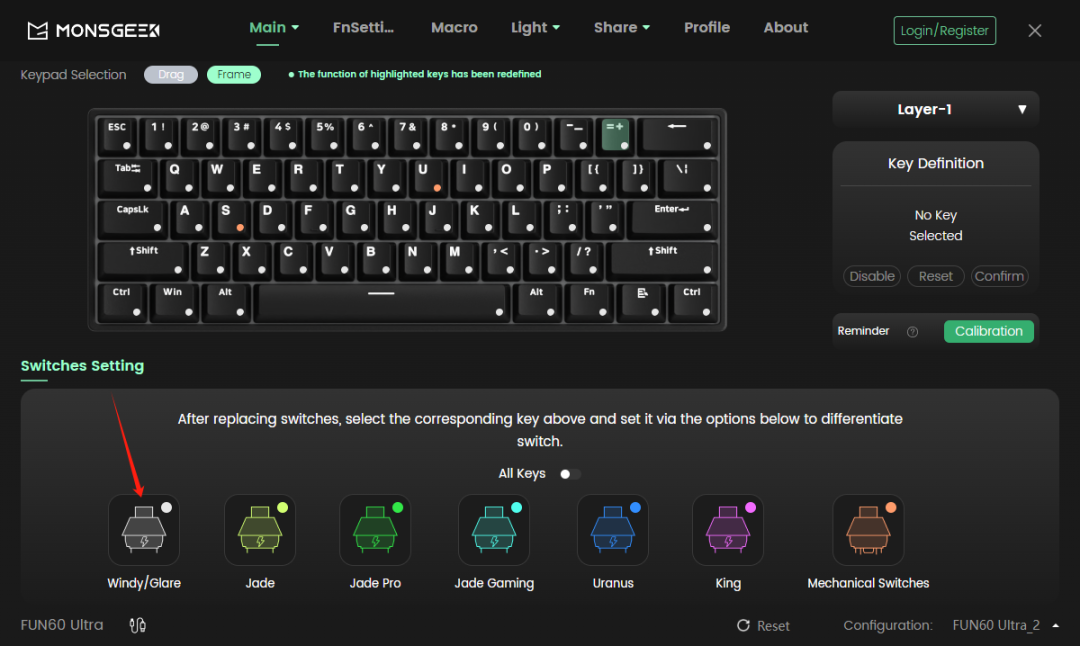How to calibrate Akko Astrolink switches in FUN60 driver when not ...
