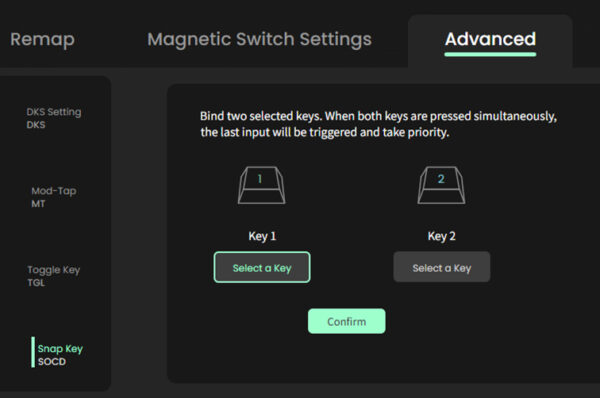 MonsGeek Snap Key in SOCD Cleaning